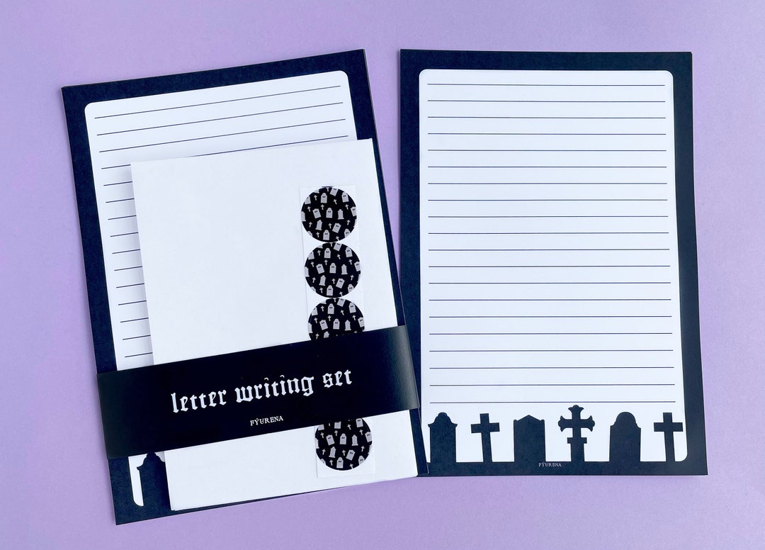 Letter Writing Set, Headstone Gothic Stationery Kit, A5 Lined Paper ...