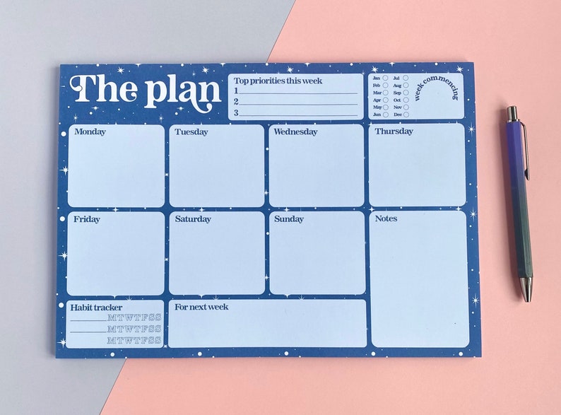 Weekly Planner Pad A4 Undated Goal Setting Desk Organiser - Etsy