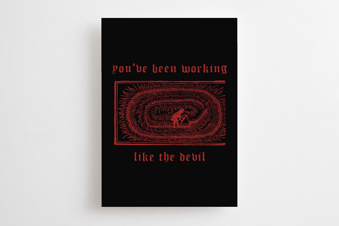 Gothic Well Done Card, Witch Woodcut, Working Like the Devil ...