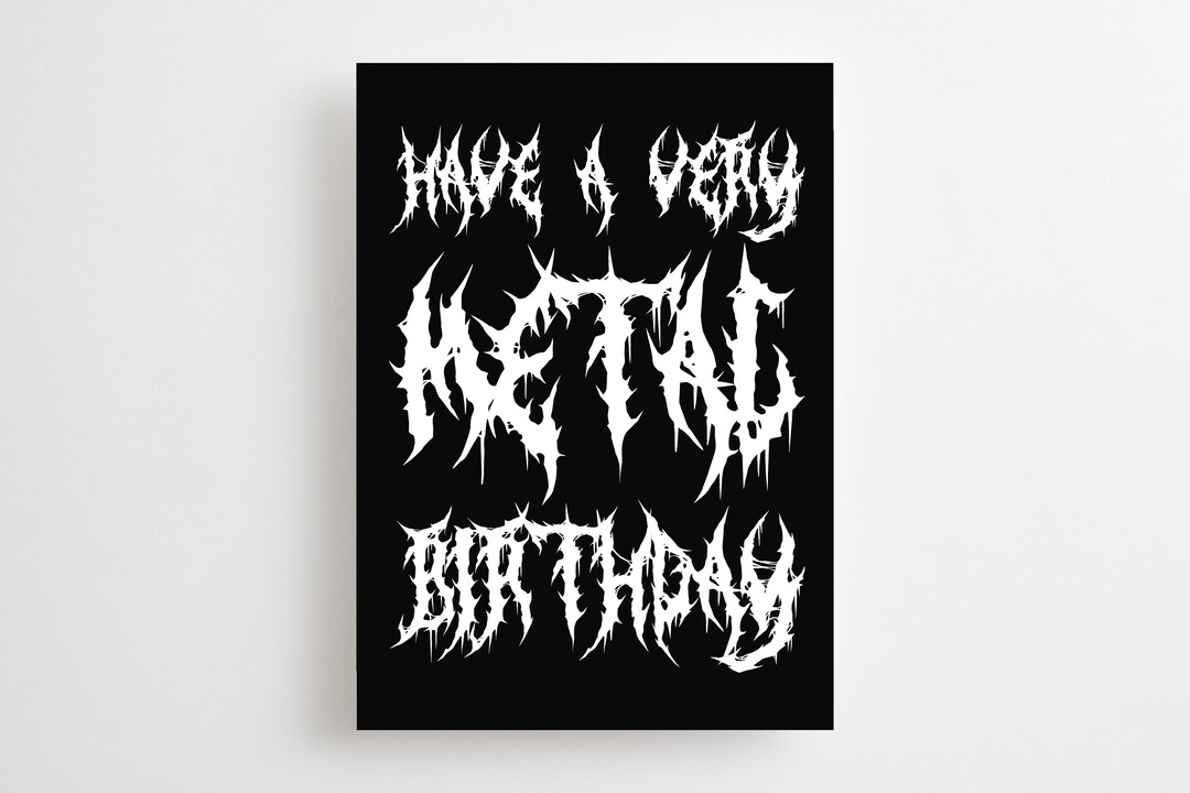 Metal Birthday Card, Black Metal Birthday Card, Goth Emo Heavy Metal ...