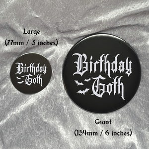 Large Birthday Goth Button Badge, Gothic Birthday Party, Metalhead ...