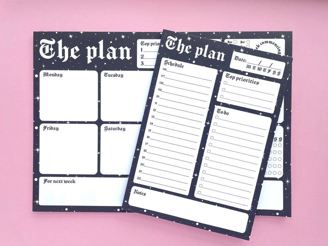 Goth Weekly Planner & Daily Schedule Set, Old English Gothic Organiser ...