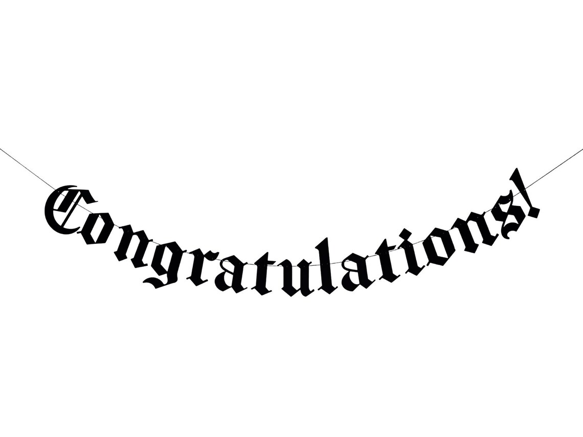 Congratulations Old English Gothic Banner Goth Blackletter - Etsy UK