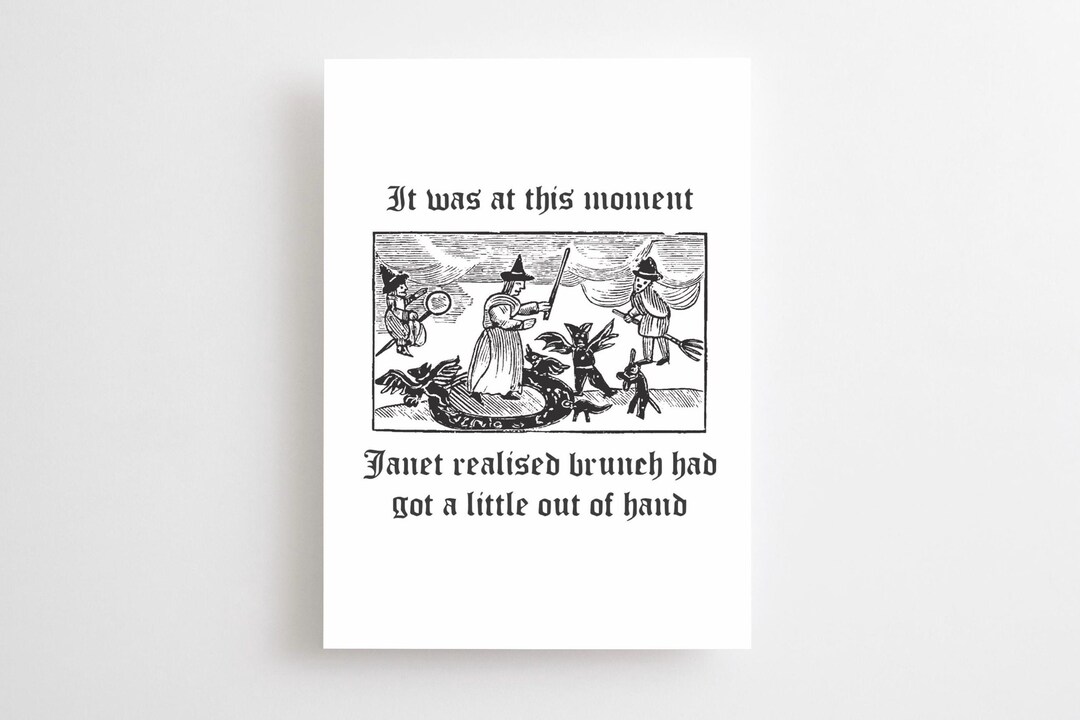 Witch Woodcut Card, Gothic Birthday, Congratulations, Thank You Gift ...