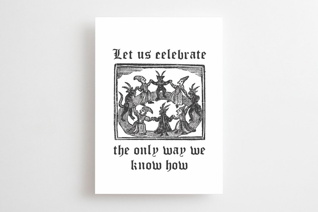 Gothic Witch Woodcut Greeting Card, Happy Birthday, Congratulations ...