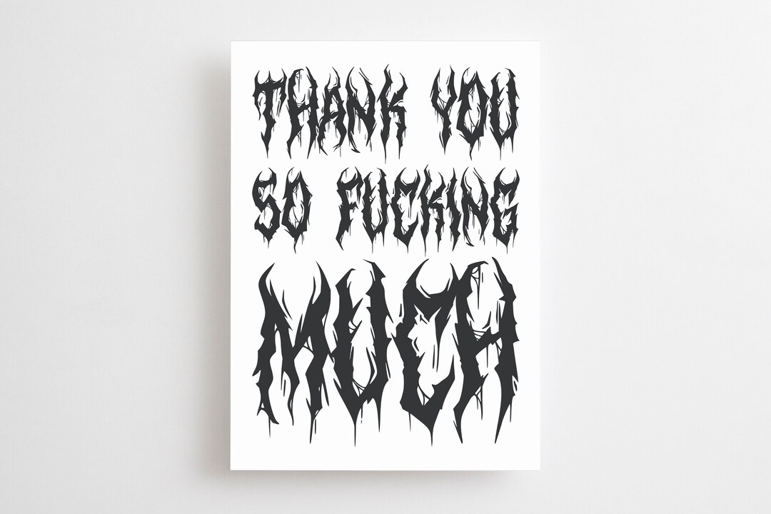 Heavy Metal Thank You Card, Thanks so Much, Alternative, Metalhead, Emo ...