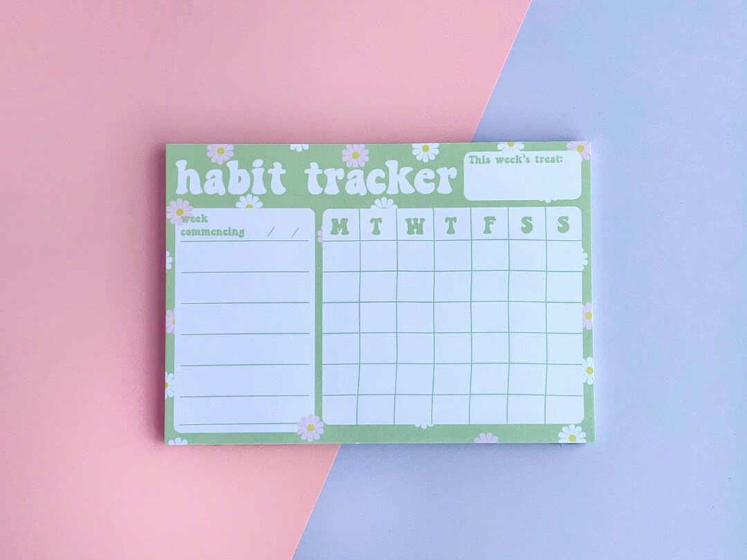 Weekly Habit Tracker Pad in Cute Daisy Print A6 - Notepad Productivity ...