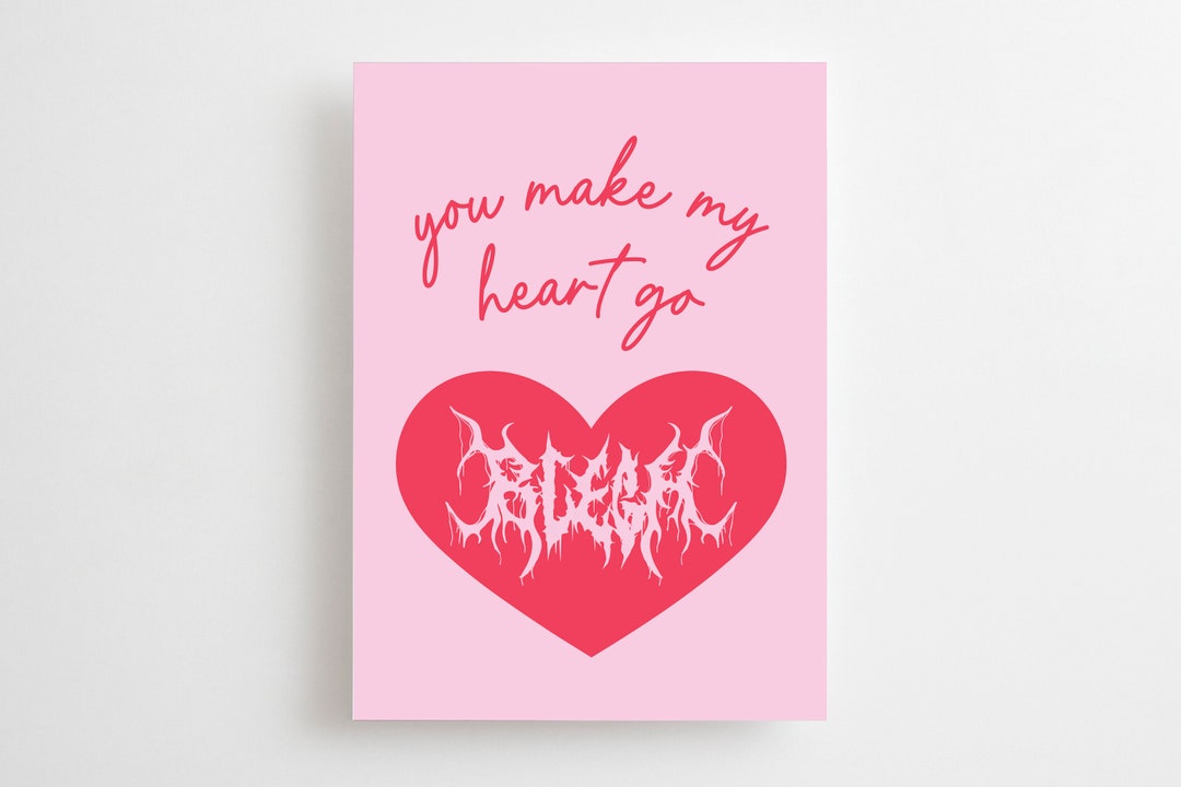 Metal Valentine’s Card, You Make My Heart Go Blegh, Goth Anniversary ...