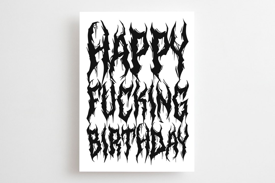 Heavy Metal Birthday Card, Black Metal Birthday Card, Goth Gothic Emo ...