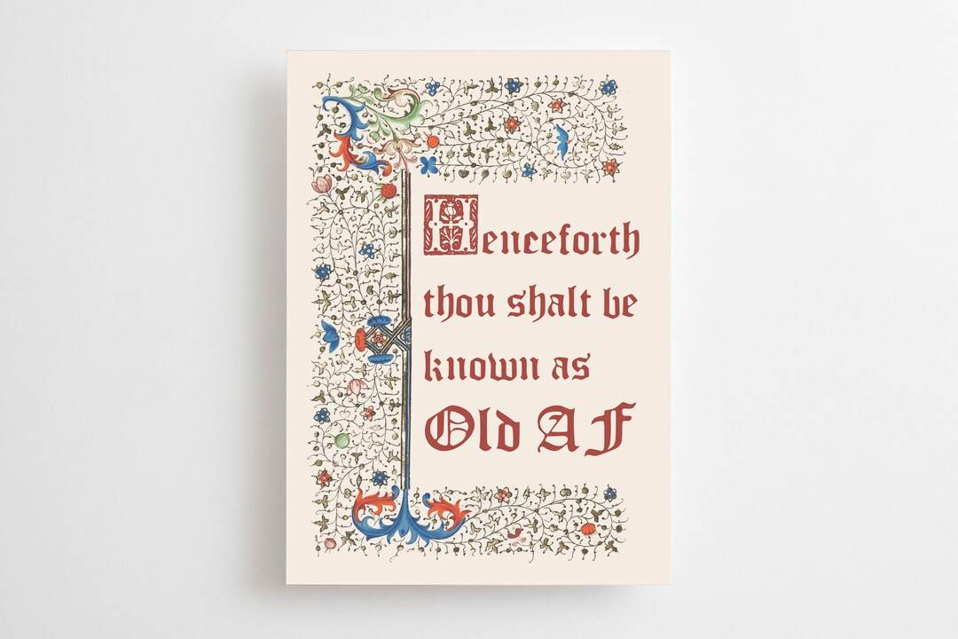 Medieval Birthday Card, Funny Card, Illuminated Manuscript, Middle Ages ...