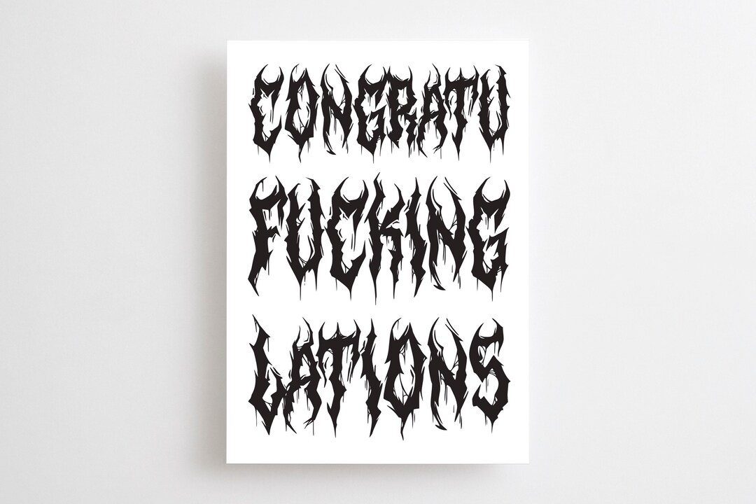 Black Metal Congratulations Card, Heavy Metal Card, Goth Well Done Card ...