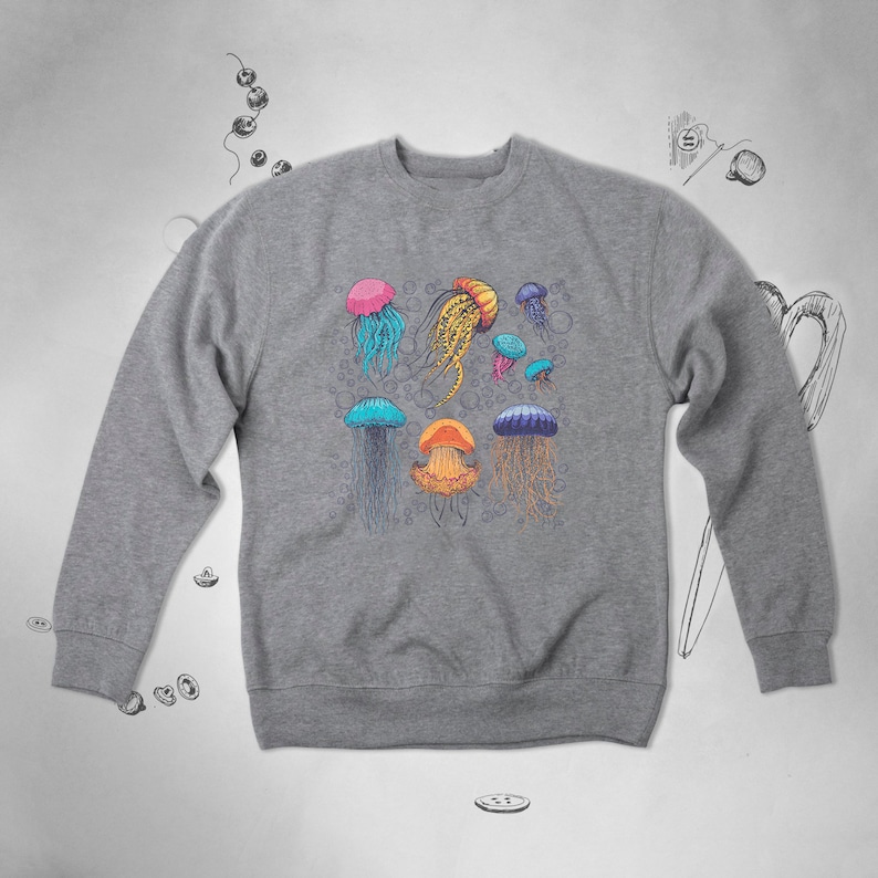 Jellyfish Sweatshirt Trendy Graphic Design With Ocean Animals Aesthetic ...