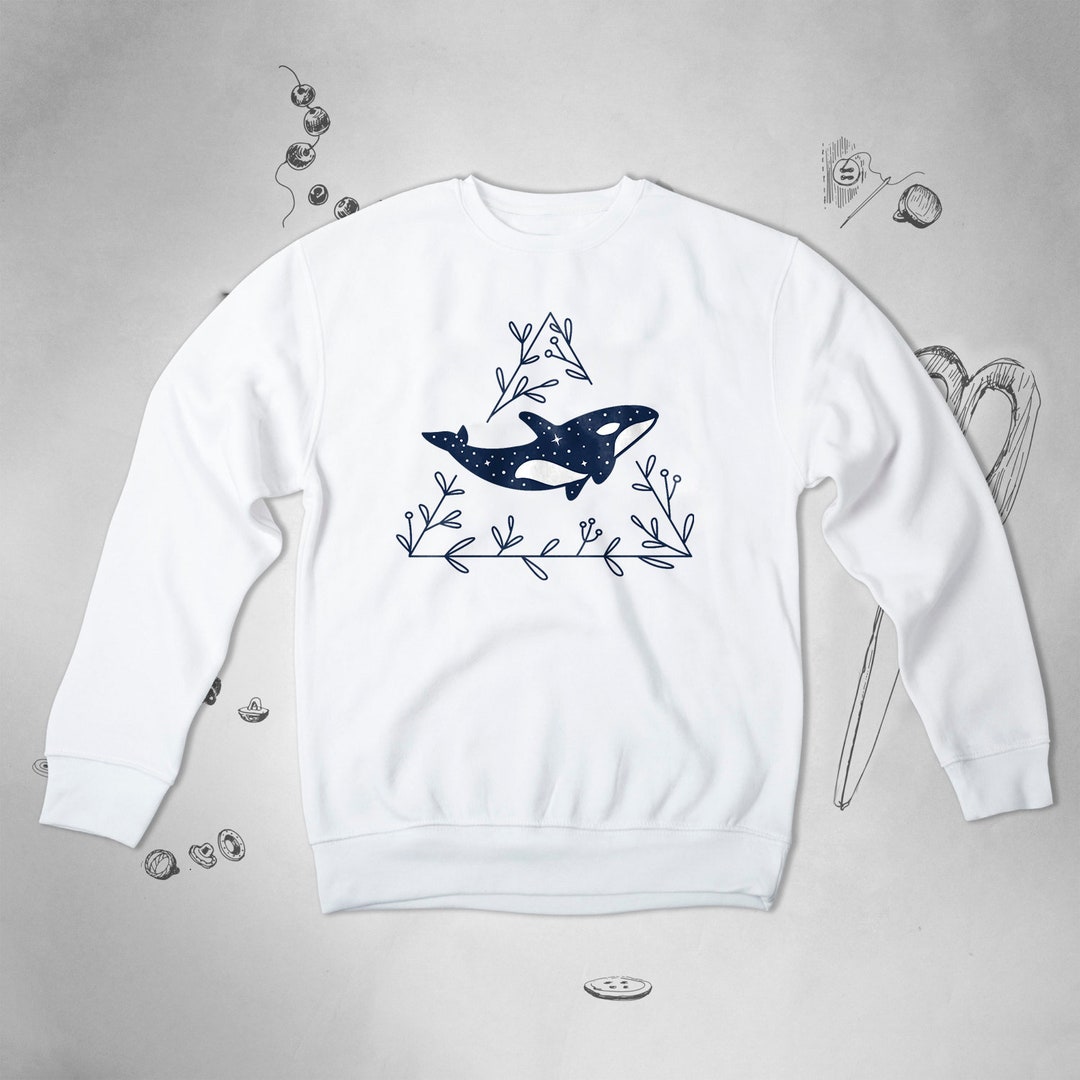 Orca sweatshirt sweater with Animal sweatshirt Ocean Cute Kawaii Stars ...