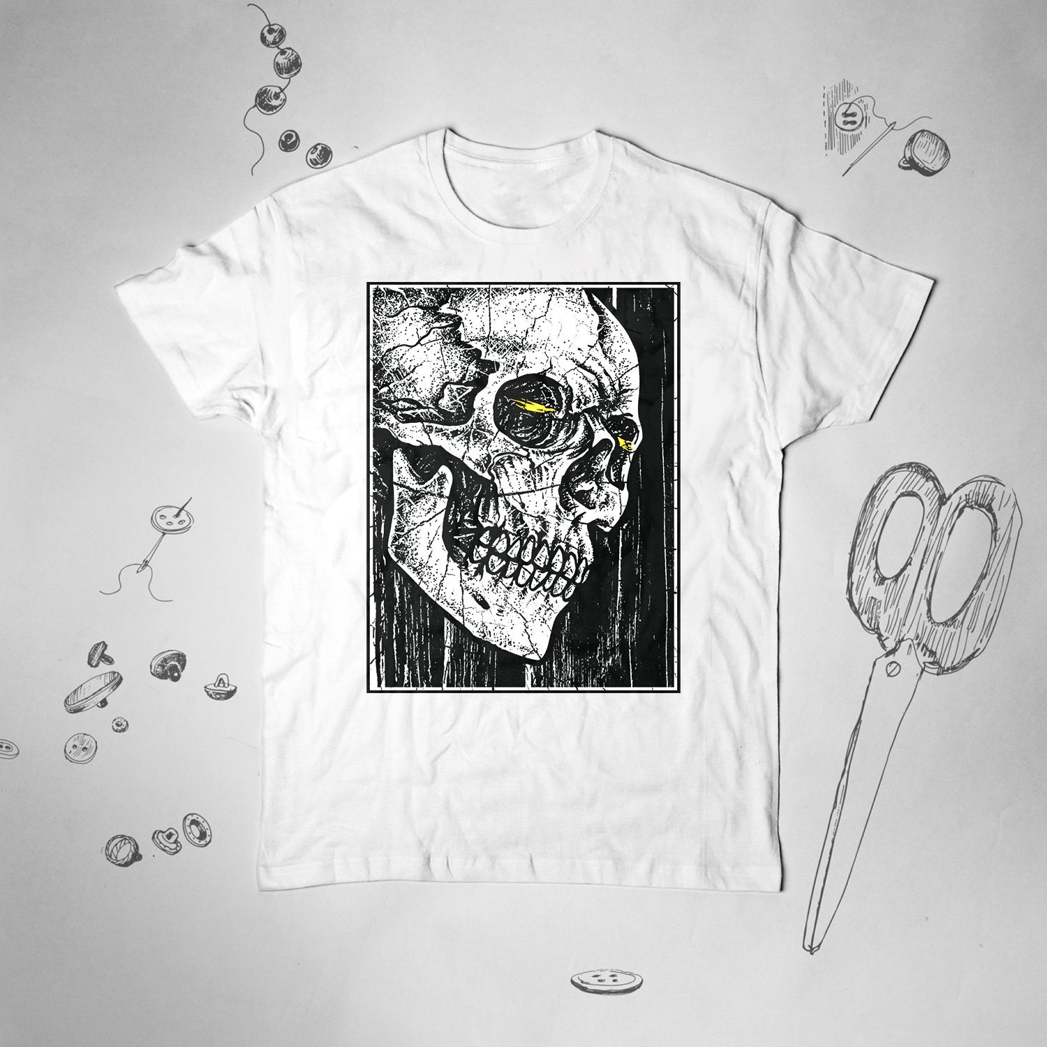 Goth Shirt Tshirt T Shirt Tee Skull Graphic Design Shirt Aesthetic Dark ...