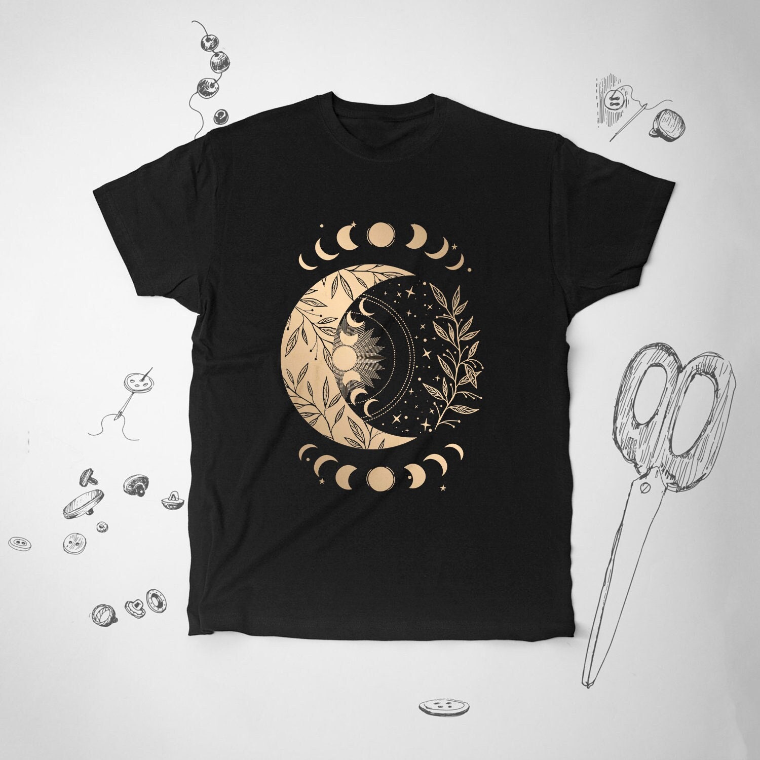 Moon Shirt Tshirt T Shirt Trendy Graphic Design Aesthetic Boho Stars ...
