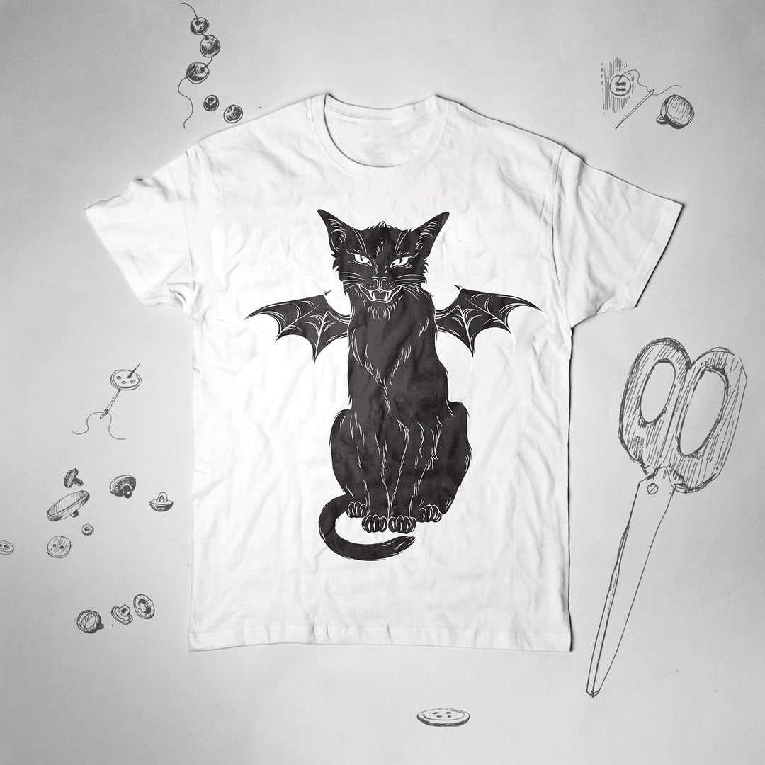 Gothic Shirt Vintage Cat Shirt Goth Shirt Halloween Shirt Creepy Shirt ...