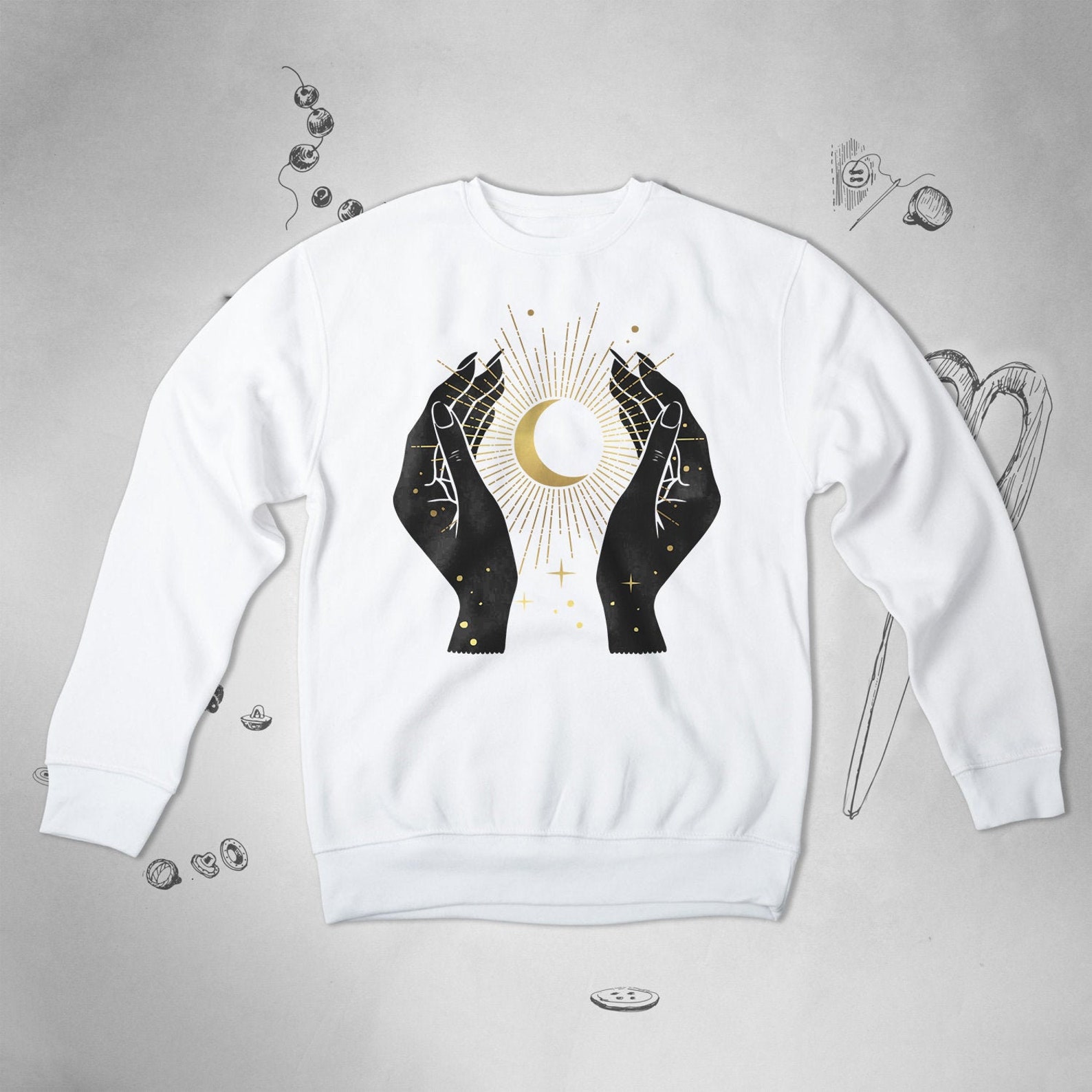 Witch Sweatshirt for Men Women Girls Sweater Moon Stars Sweatshirt ...