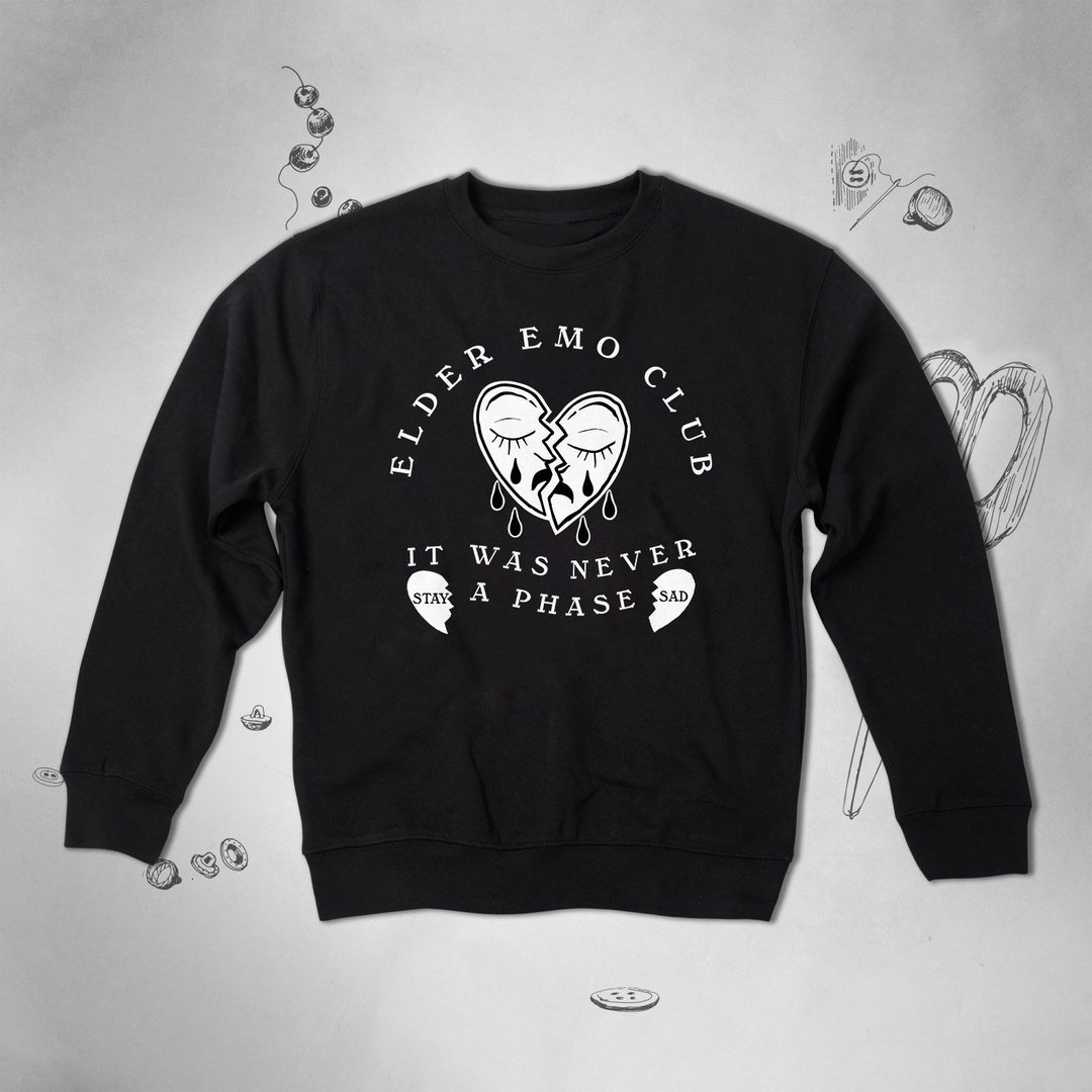 Emo Sweatshirt Trendy Graphic Design Aesthetic Edgy Elder Emo Club ...