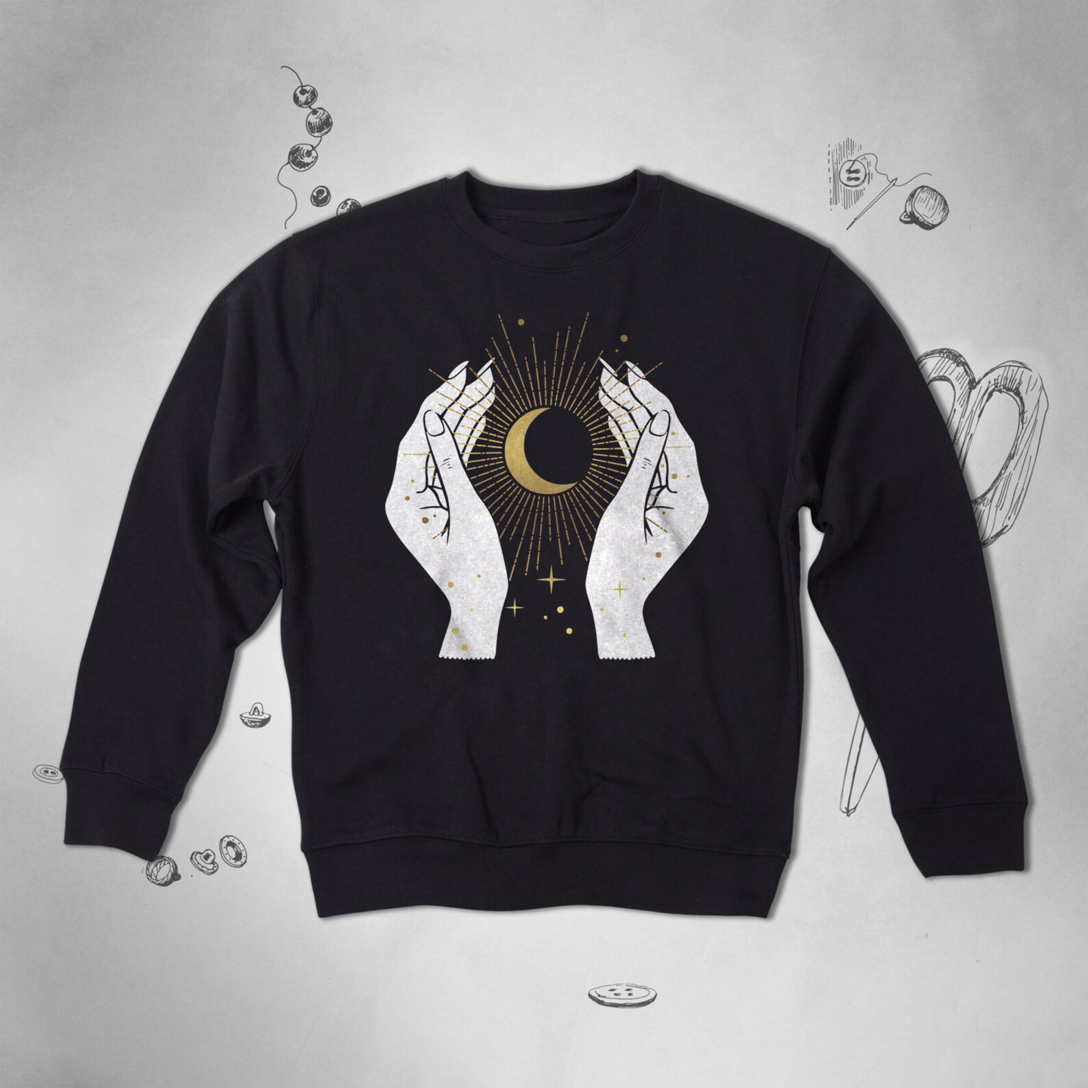Witch Sweatshirt for Men Women Girls Sweater Moon Stars Sweatshirt ...