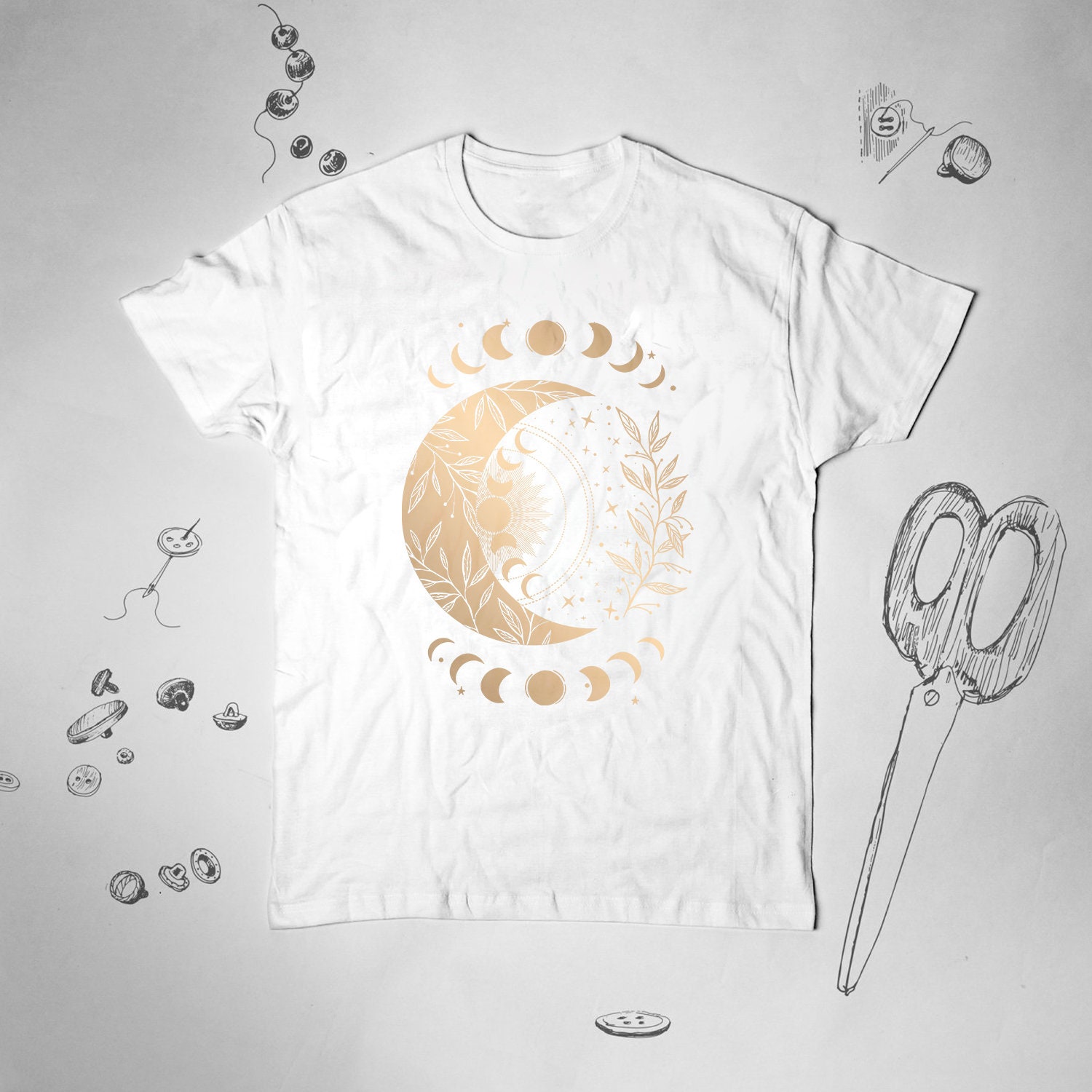 Moon Shirt Tshirt T Shirt Trendy Graphic Design Aesthetic Boho Stars ...