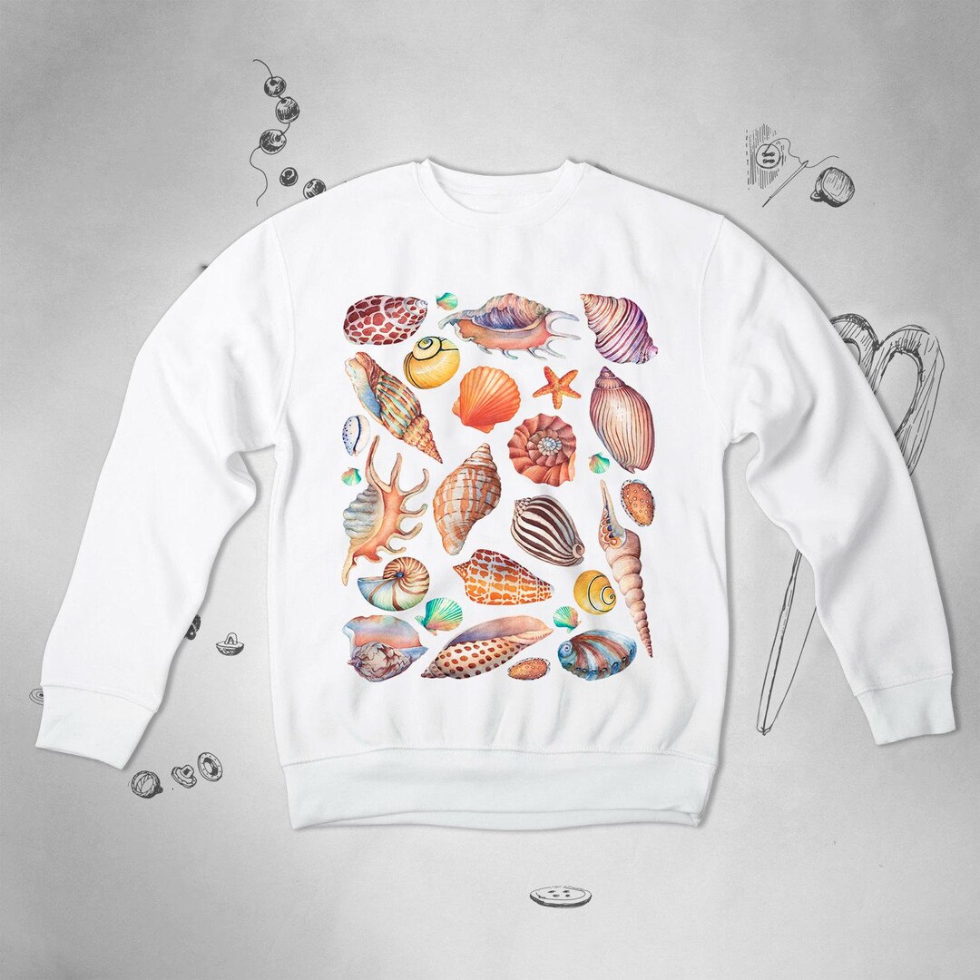Seashells Sweatshirt Trendy Graphic Design Aesthetic Shells Ocean Sea ...