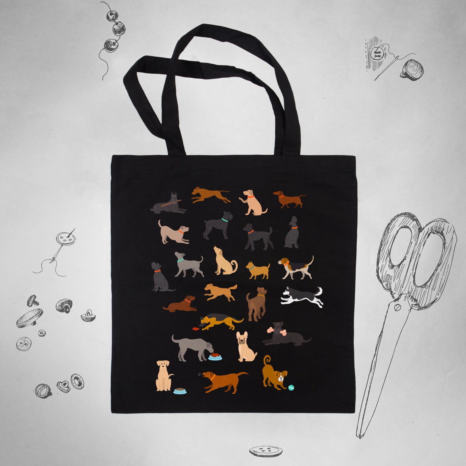 Dogs Tote Bag for Women Girls Men Unisex Kawaii Cute Cotton - Etsy