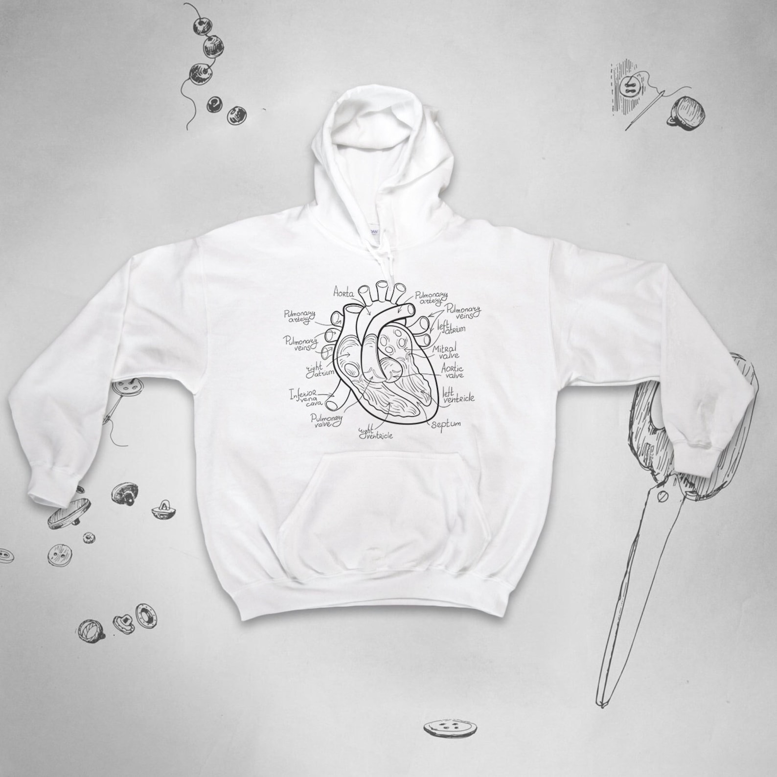 Heart Hoodie Trendy Graphic Design for Nurse for Doctor Anatomical ...