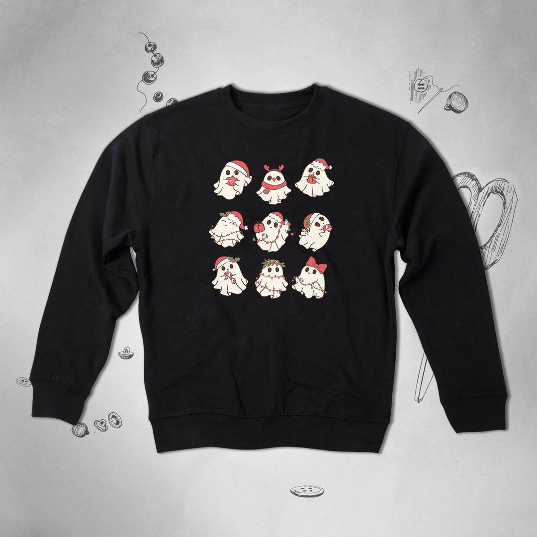 Christmas Ghosts Sweatshirt Trendy Graphic Design Cute Funny Ghosts ...