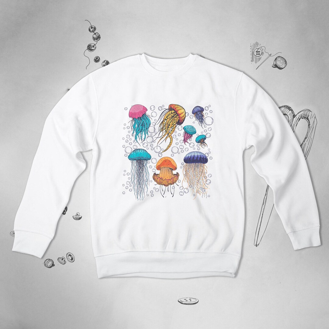 Jellyfish Sweatshirt Trendy Graphic Design With Ocean Animals Aesthetic ...