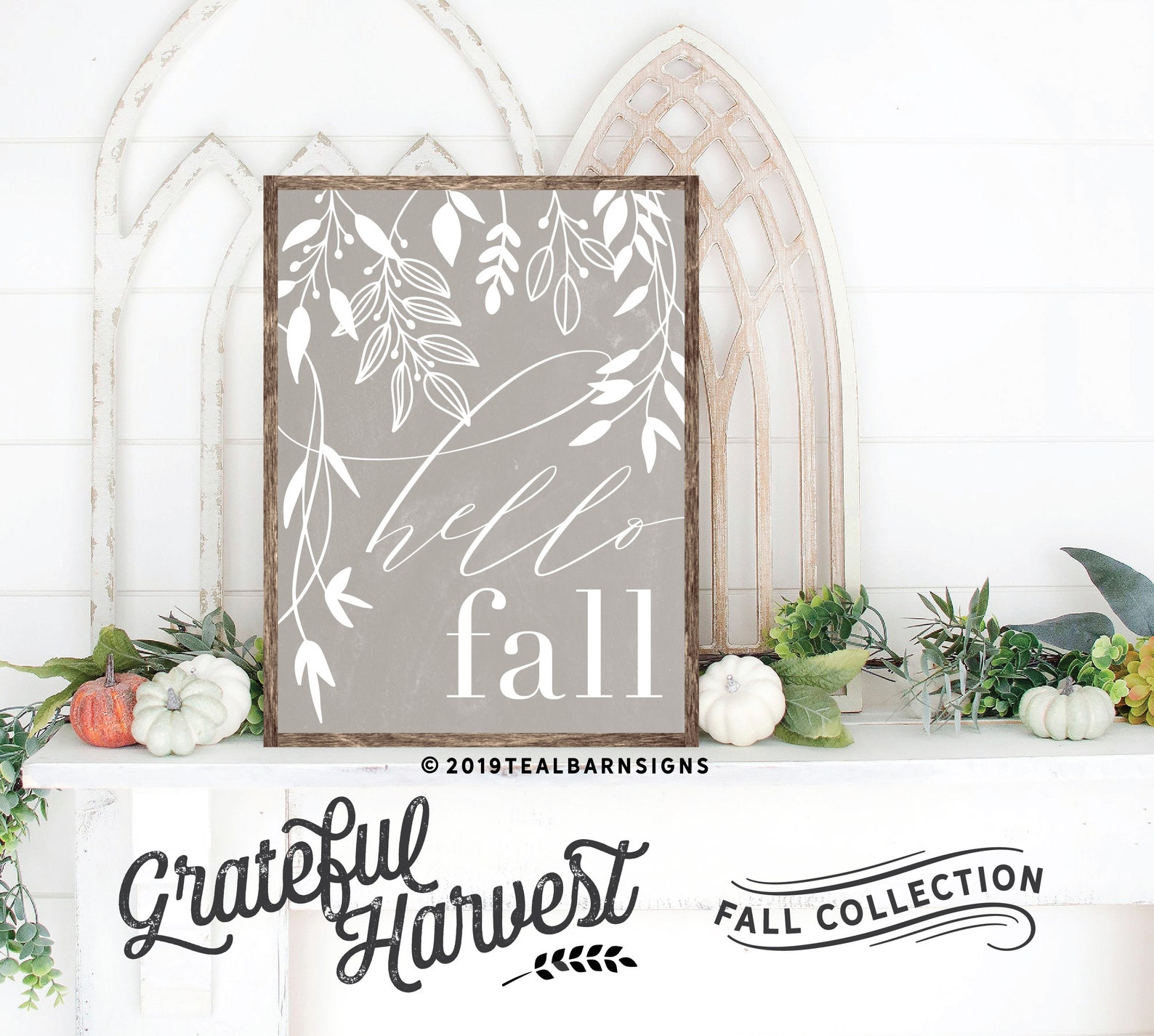 Hello Fall Sign Framed Wood Farmhouse Style Decor - Etsy