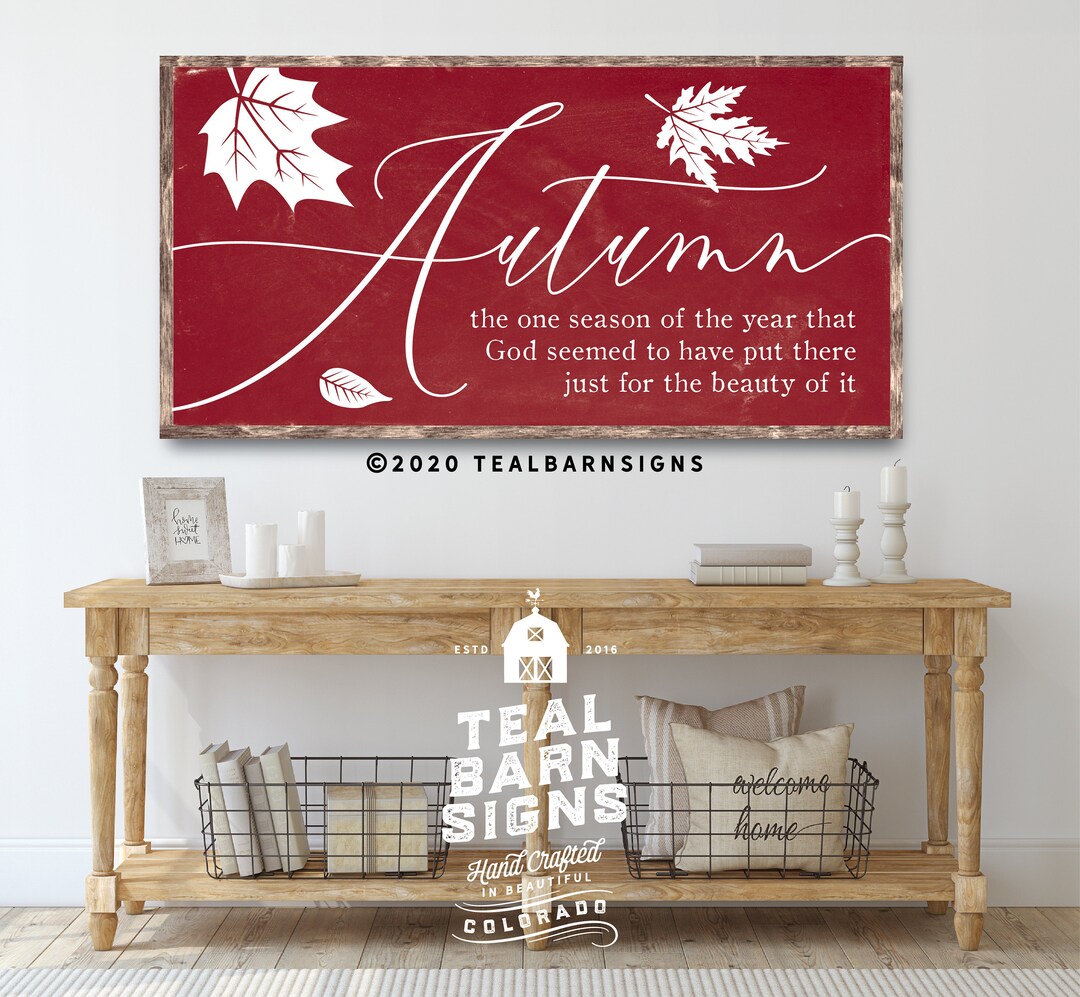 AUTUMN Leaves Fall Sign Hand Painted Farmhouse Framed Sign - Etsy