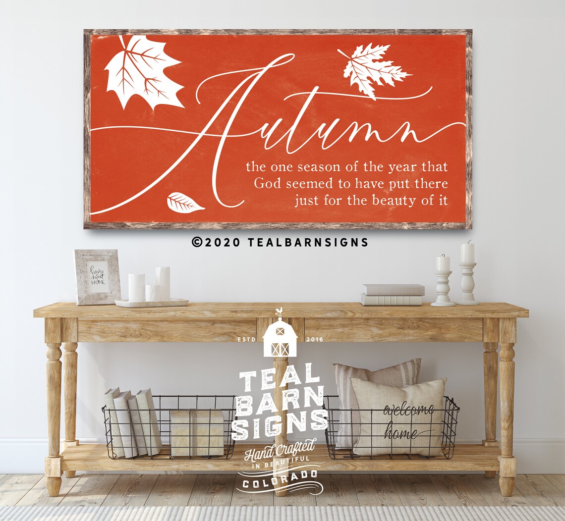 AUTUMN Leaves Fall Sign Hand Painted Farmhouse Framed Sign - Etsy