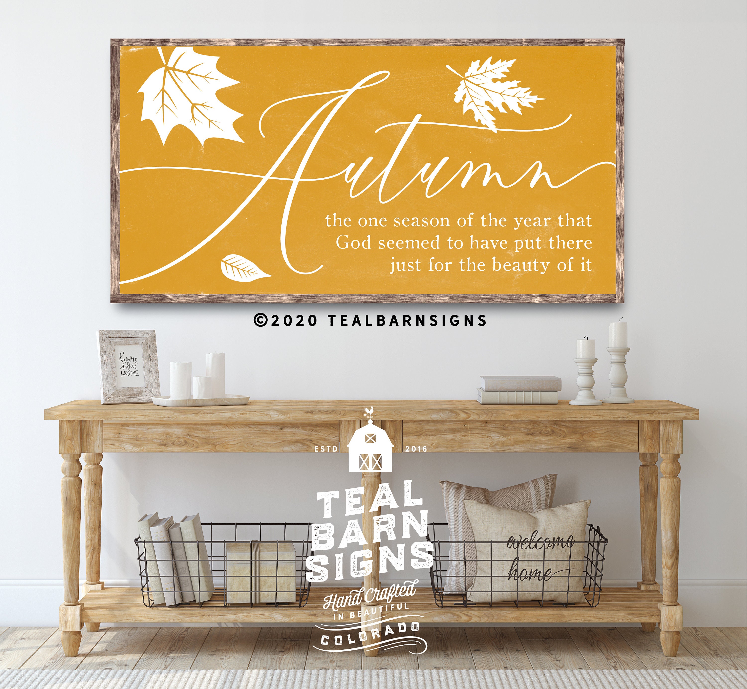 AUTUMN Leaves Fall Sign Hand Painted Farmhouse Framed Sign - Etsy