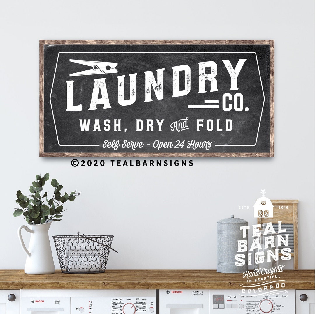 LAUNDRY Co Sign Letrero enmarcado con autoservicio de lavado - Etsy España