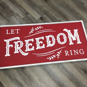 Let Freedom Ring Hand Painted Chalkboard Framed Wood Sign | Etsy