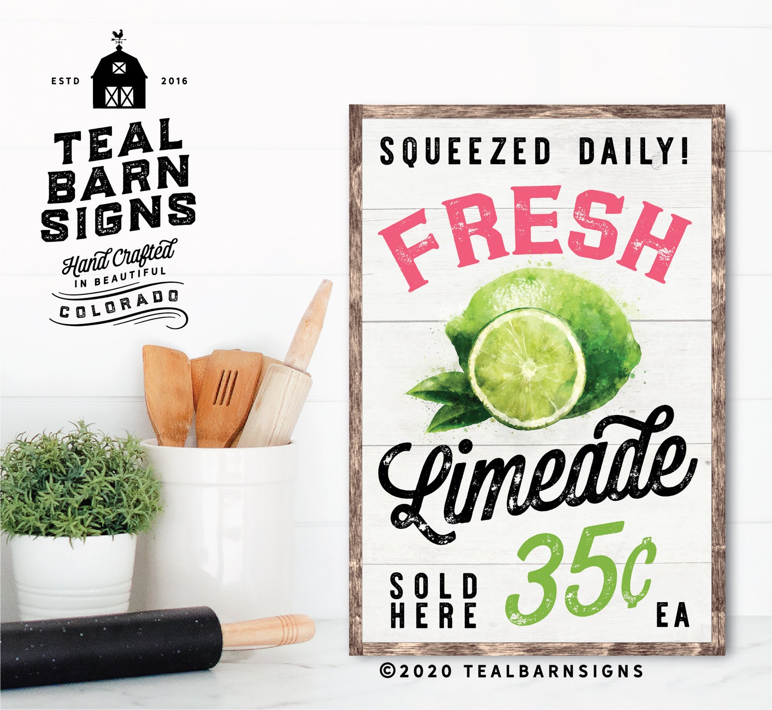 FRESH Squeezed LIMEADE Sign Farmhouse Style Garden Fruit - Etsy