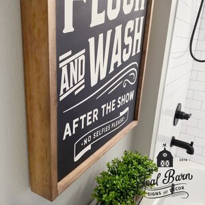 Flush and Wash Bathroom Sign Farmhouse Style Vintage Cottage Modern ...
