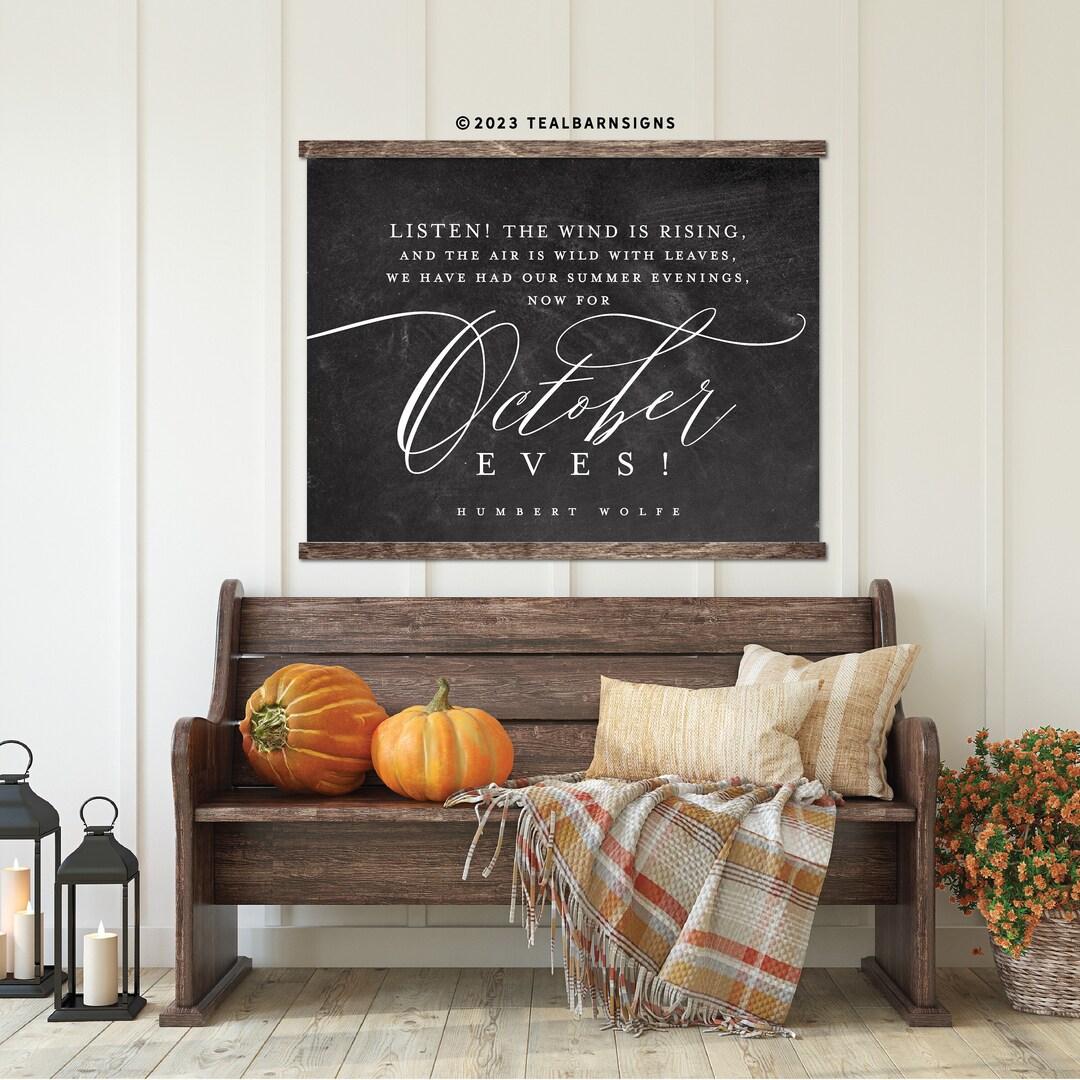October Eves Sign - Autumn Hanging Canvas, Halloween Sign, Autumn ...