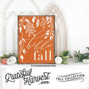Hello Fall Sign Framed Wood Farmhouse Style Decor - Etsy