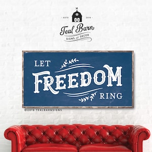 Let Freedom Ring Chalkboard Framed Wood Sign Independence | Etsy