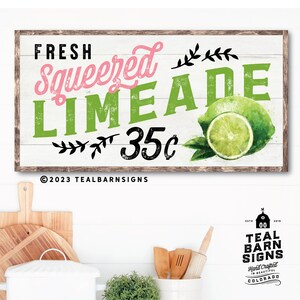Fresh Squeezed LIMEADE SIGN - Vintage Farmhouse - Citrus Decor, Kitchen ...