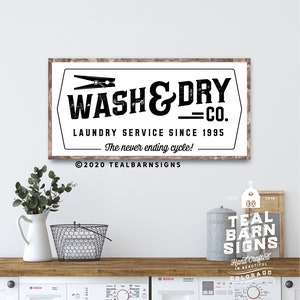 WASH & DRY Laundry Sign Personalized Established Date Hand Painted ...