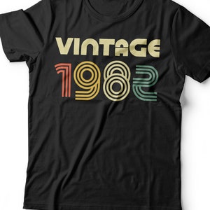 Vintage 1982 T-Shirt Unisex Women Men Funny Retro Font 38th | Etsy