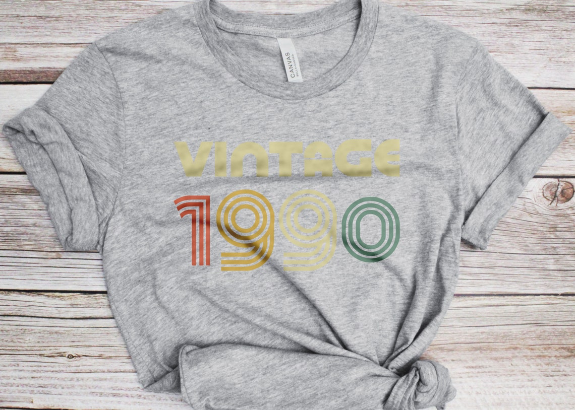 Vintage 1990 T-shirt - Unisex Women Men Funny Retro Font 35th Birthday ...