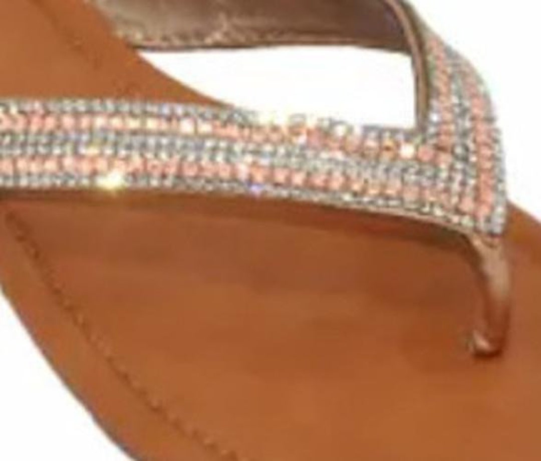 EVE WOMEN'S SANDALS Bling Studded Flip Flops Toe Thong New Tan2052 - Etsy