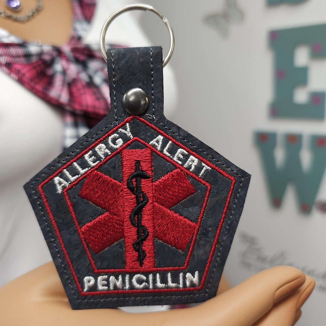 Penicillin Amoxicillin Allergy Medical Alert Key Fob: Cork Vinyl ID ...