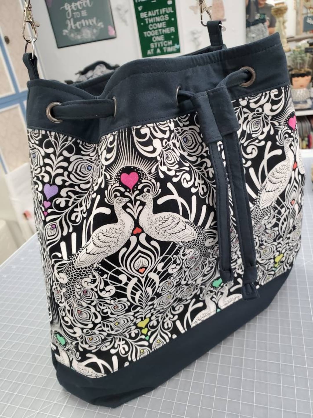 Handmade Bucket Bag Laura Purse Handbag Shoulder Tote Purse Drawstring ...