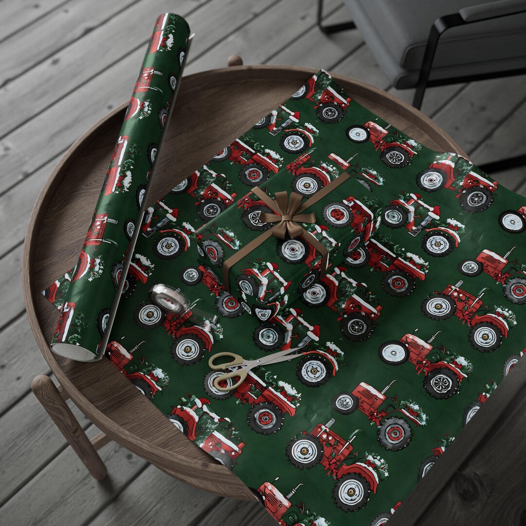 Festive Tractor Wrapping Paper Perfect for Holidays & Gift Giving - Etsy