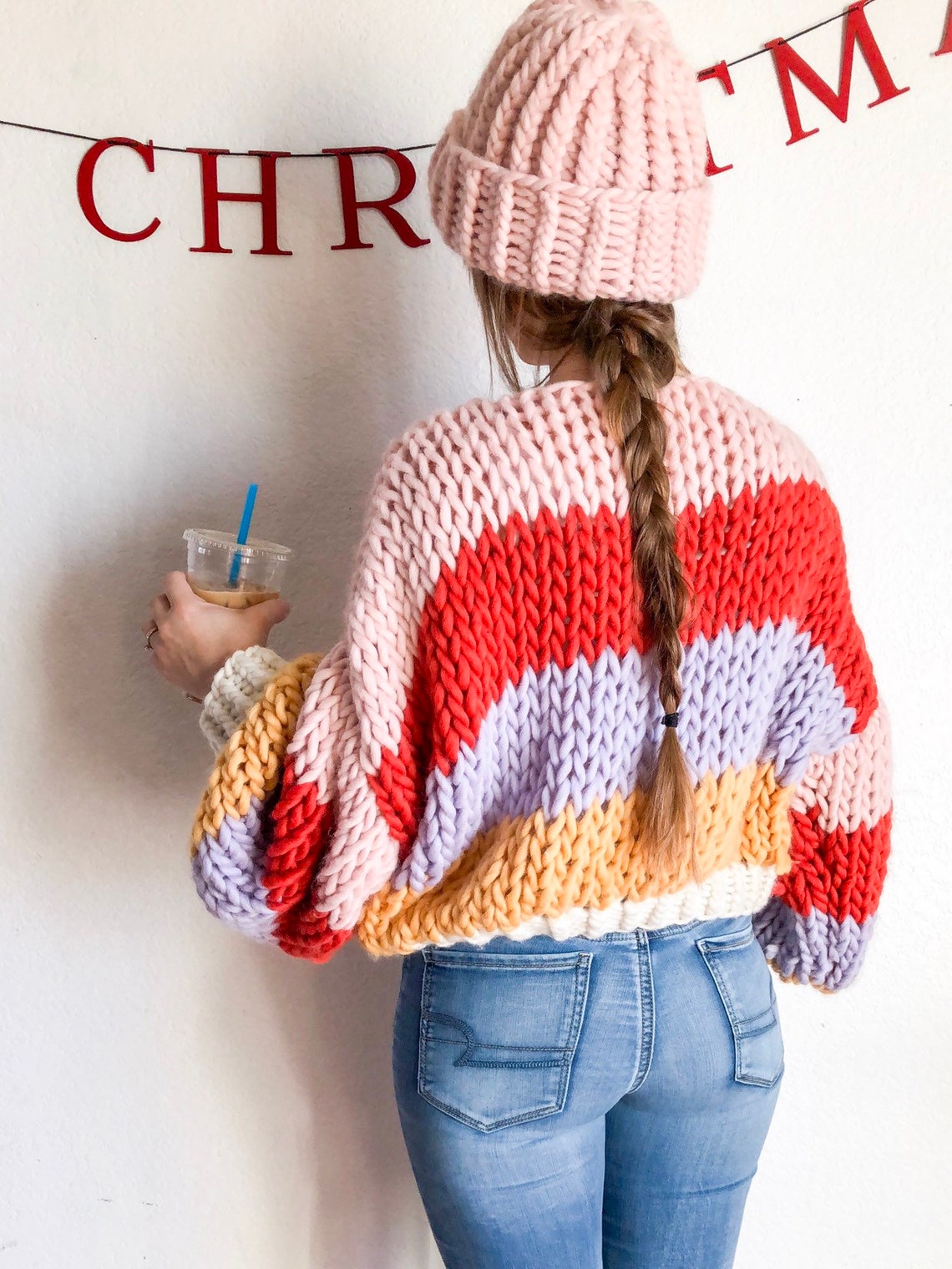Cropped Striped Winter Sweater Knitting Pattern - Etsy