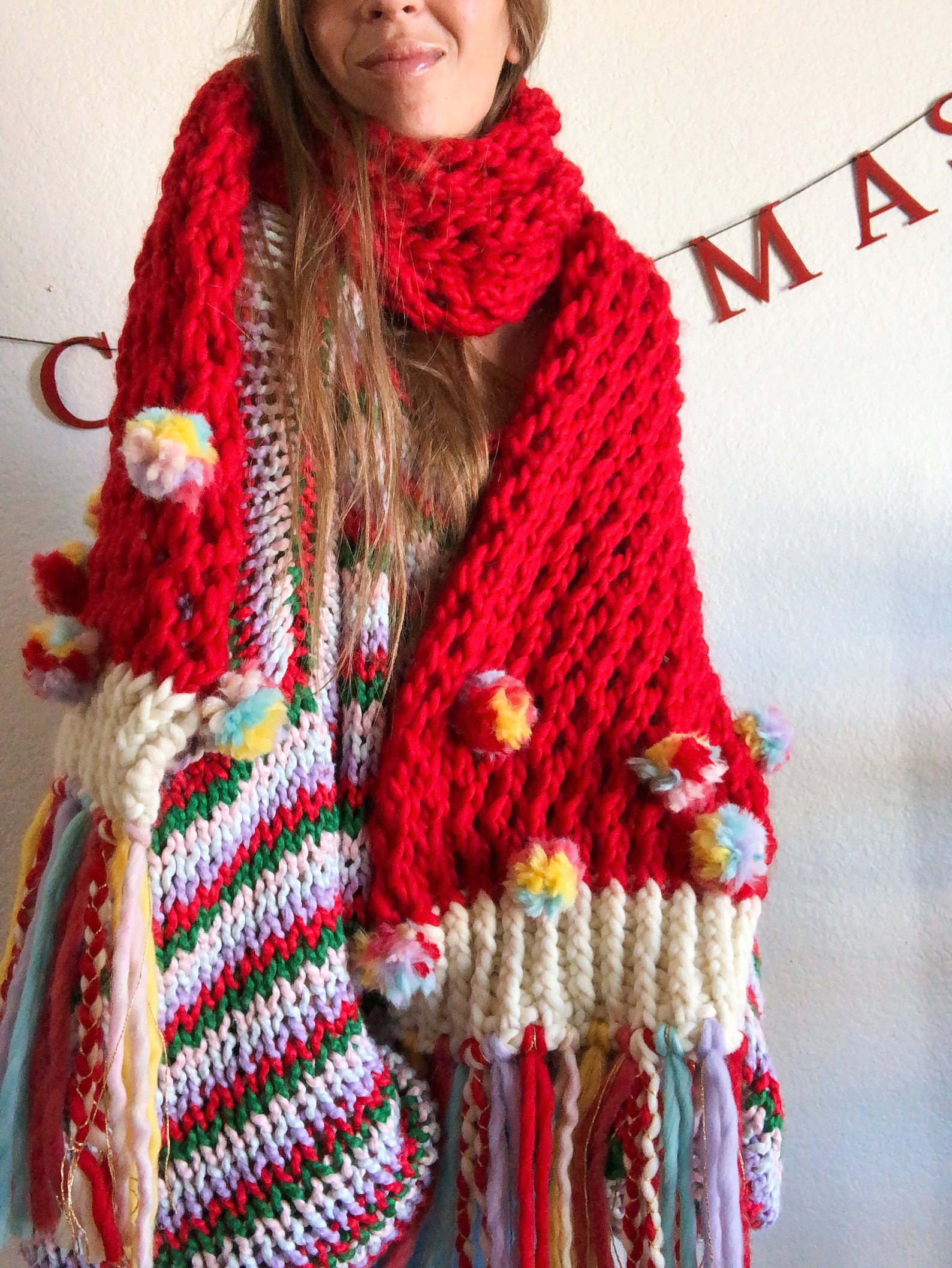 Winter Colors Oversized Wool Scarf Knitting Pattern - Etsy